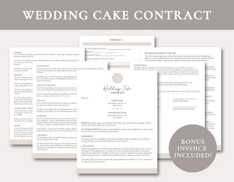 Editable Wedding Cake Contract Template Wedding Cake - Etsy Canada