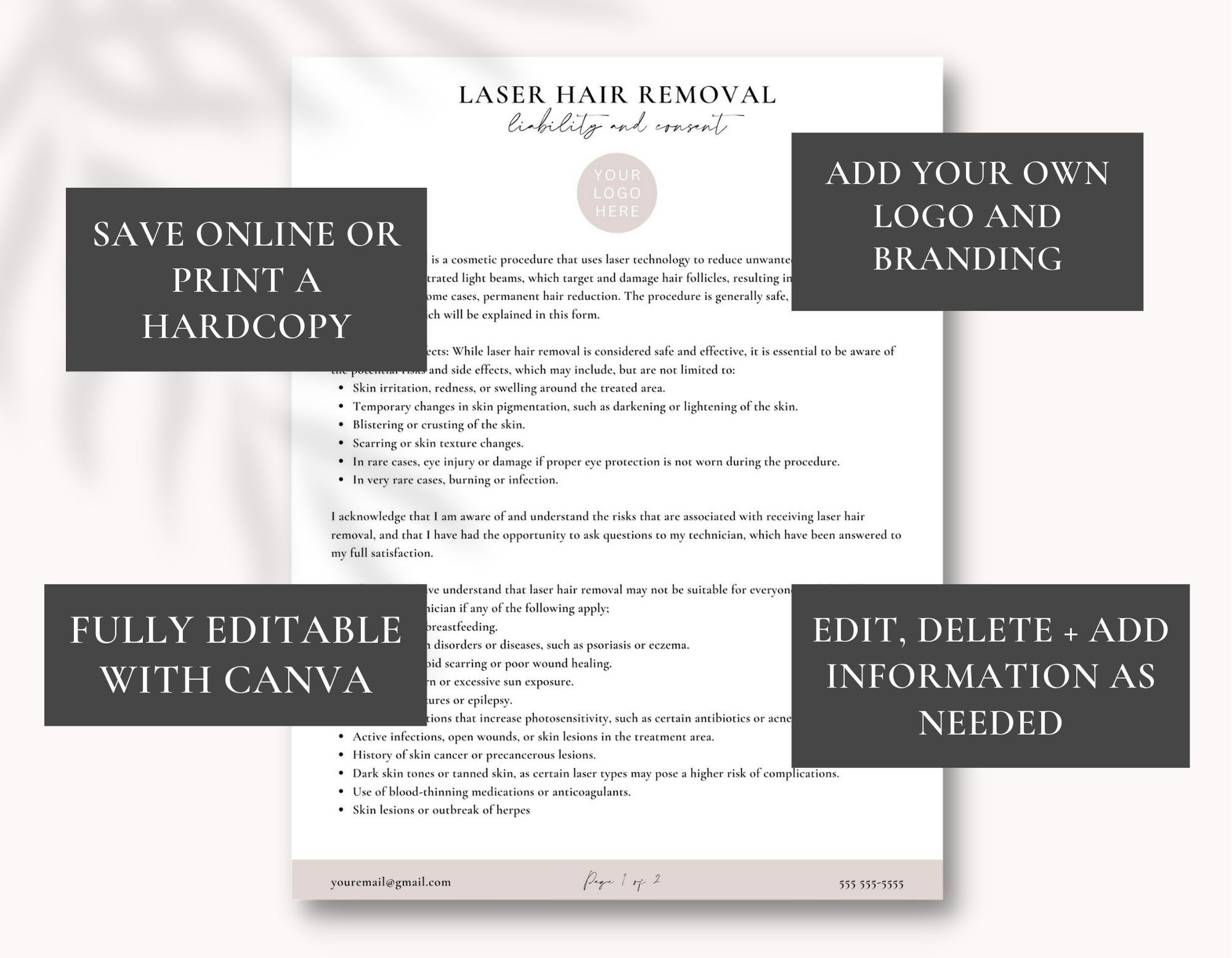 Laser Hair Removal Liability and Consent Form Laser Hair Removal ...