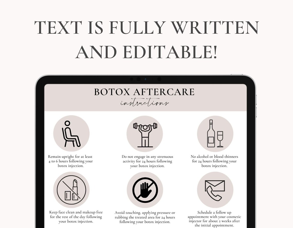 Illustrated Botox Aftercare Instructions Botox Client Form Botox ...