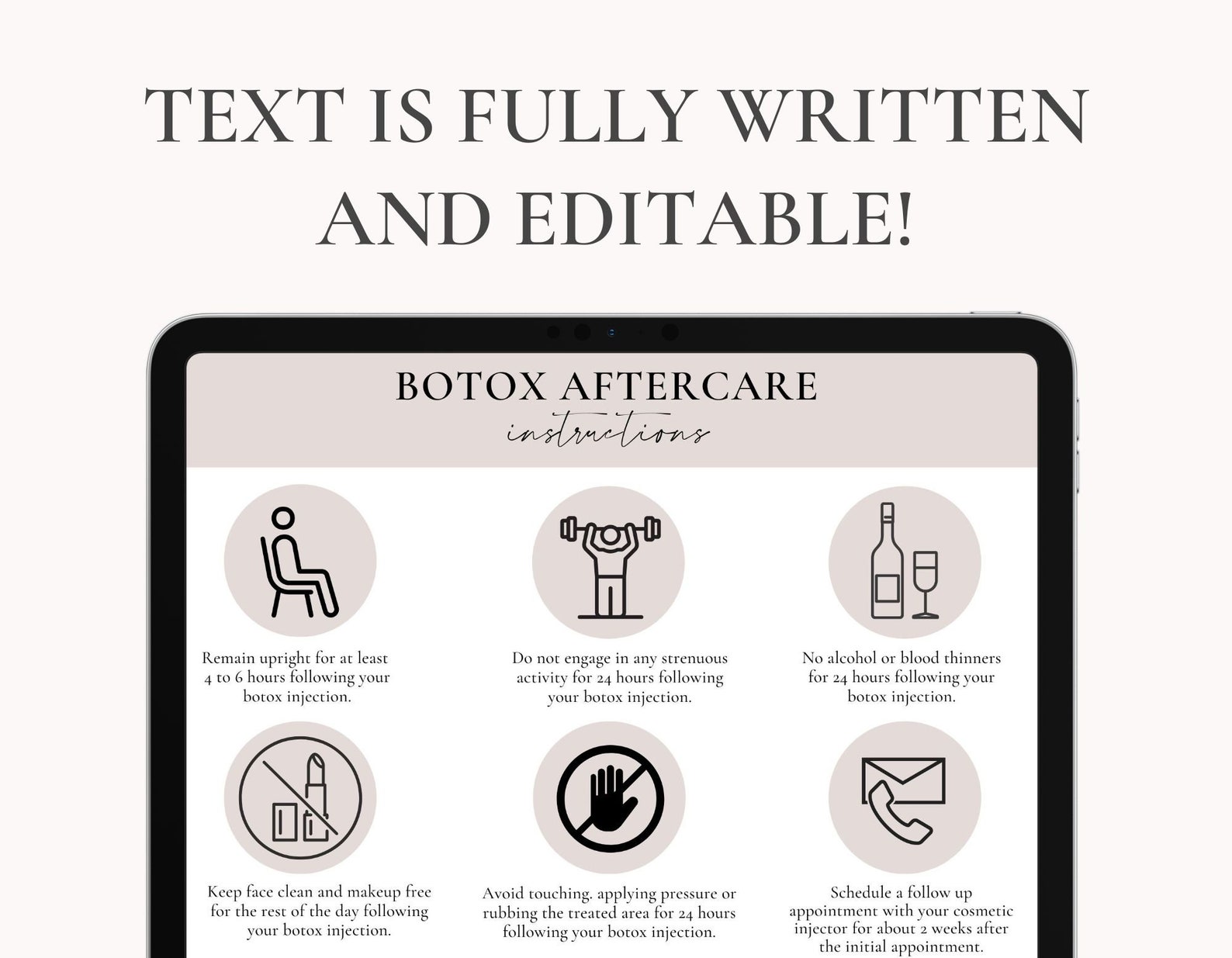 Illustrated Botox Aftercare Instructions | Botox Client Form | Botox ...