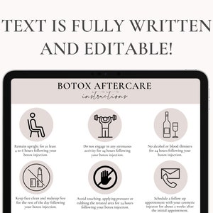 Illustrated Botox Aftercare Instructions | Botox Client Form | Botox ...