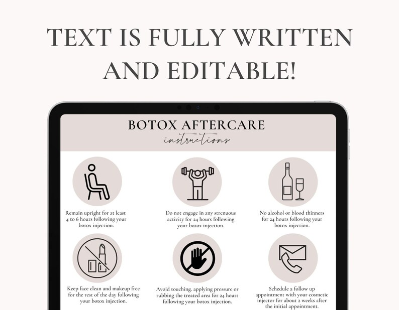 Illustrated Botox Aftercare Instructions | Botox Client Form | Botox ...
