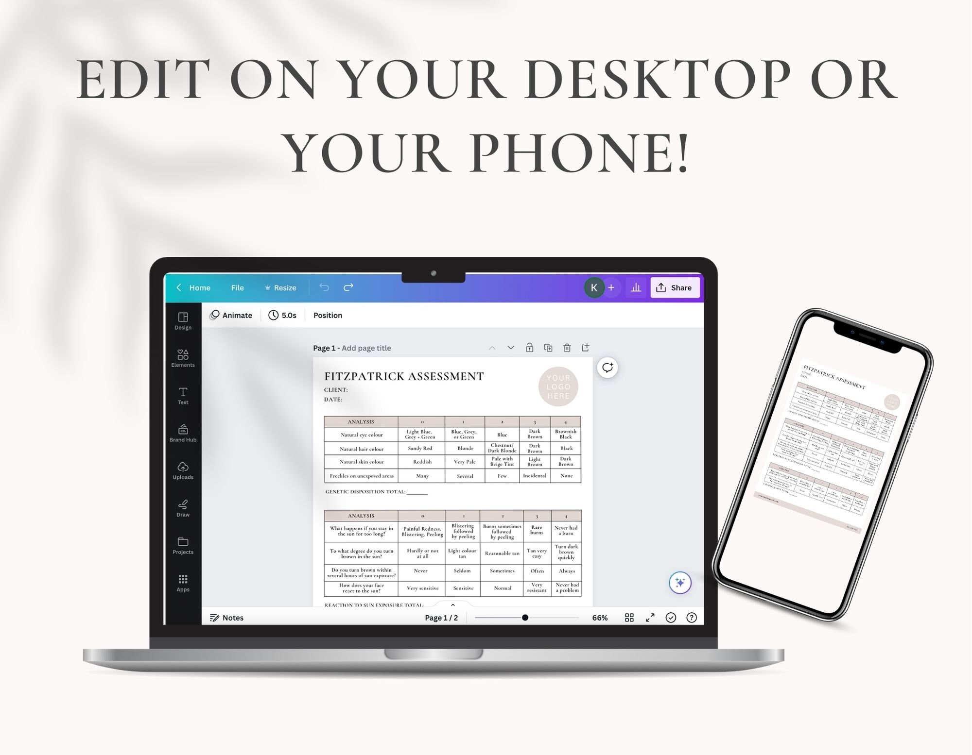Fitzpatrick Assessment Client Form | Laser Hair Removal Client Form ...