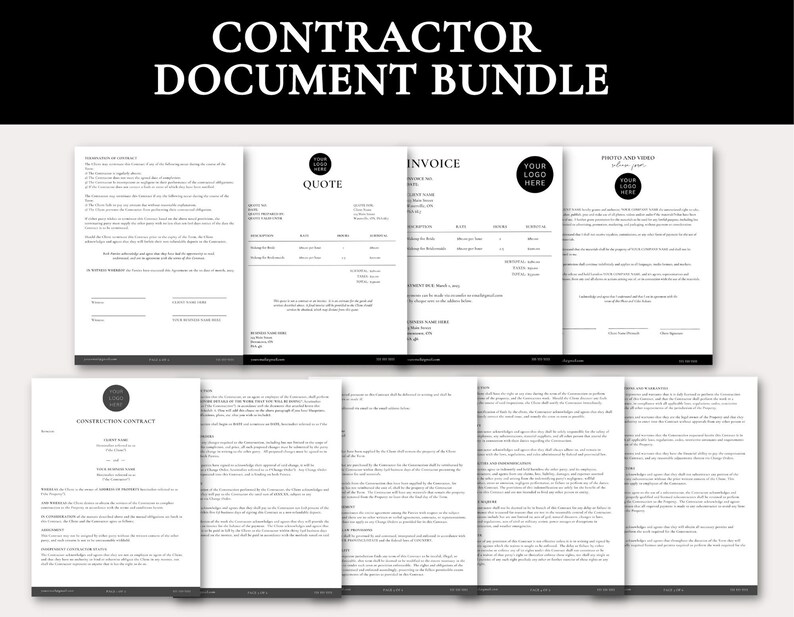 Editable Contractor Contract | Construction Contract | Contractor ...