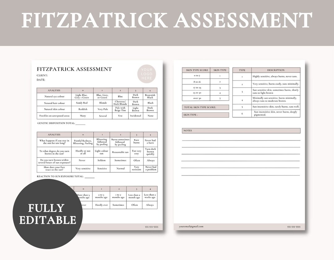 Fitzpatrick Assessment Client Form | Laser Hair Removal Client Form ...