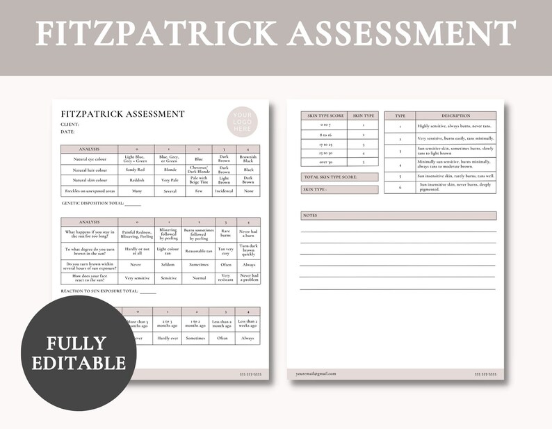 Fitzpatrick Assessment Client Form | Laser Hair Removal Client Form ...