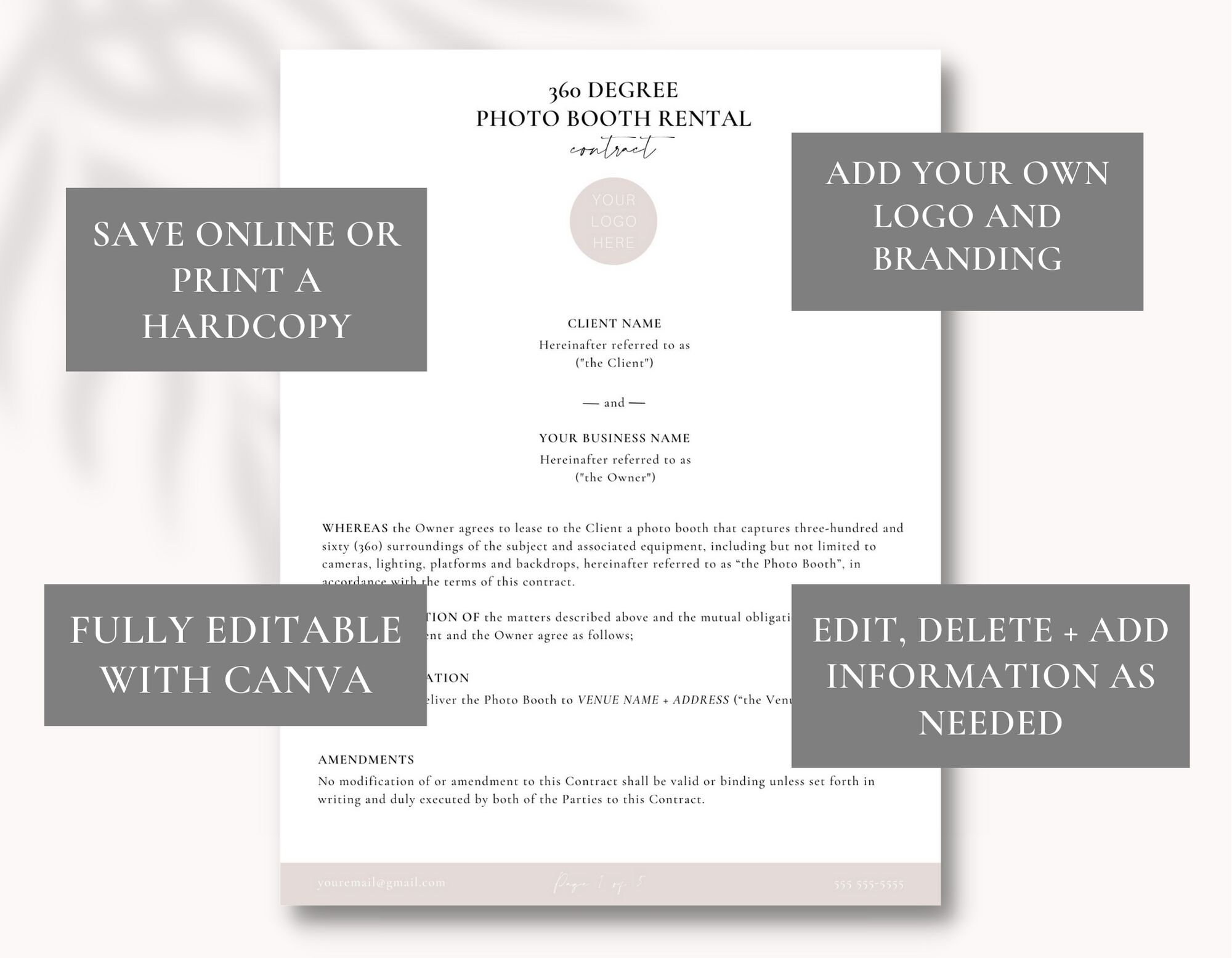 Photo Booth Rental Contract Template Party Photo Booth Agreement ...