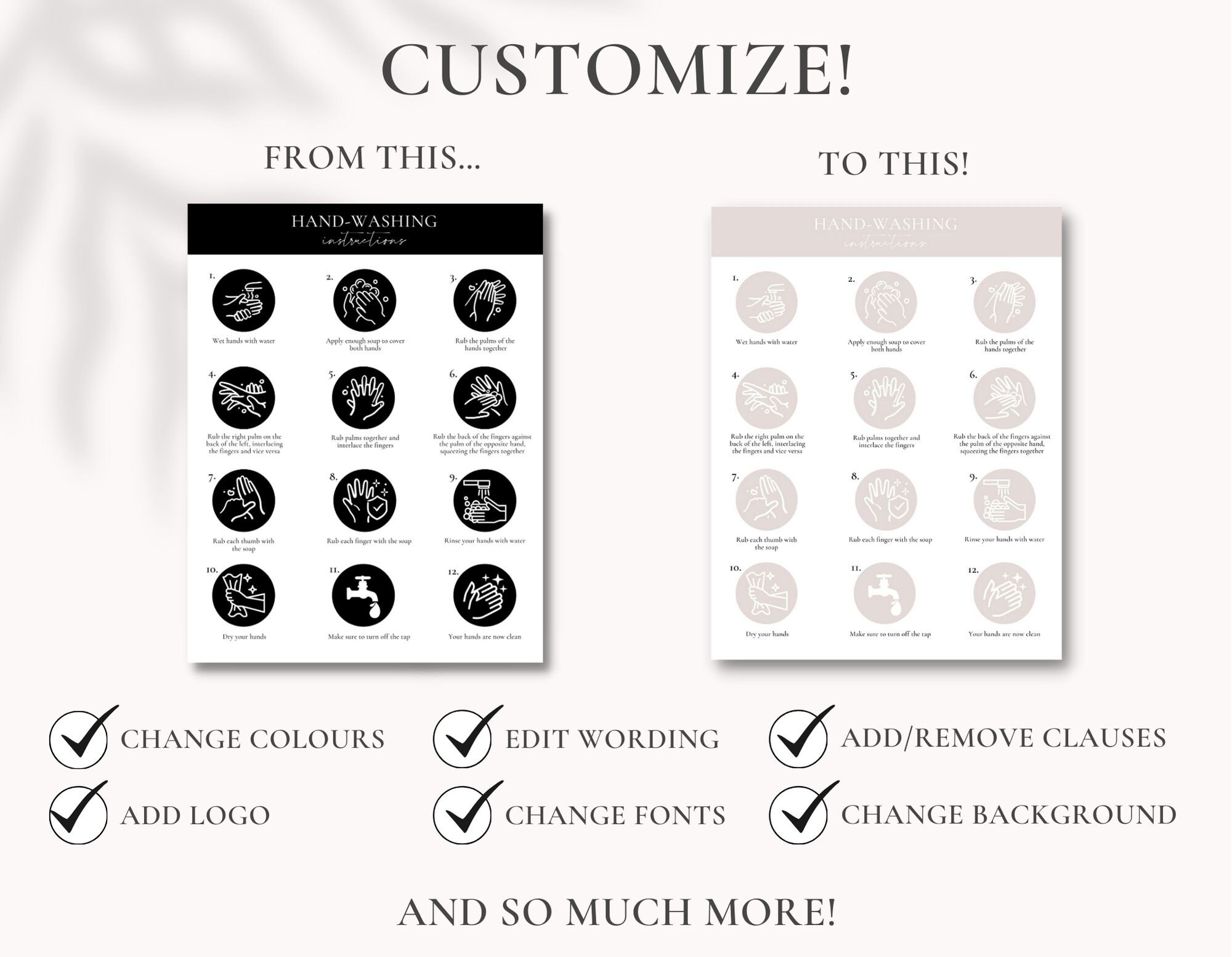 Illustrated Hand Washing Instructions Template | Hand-washing ...