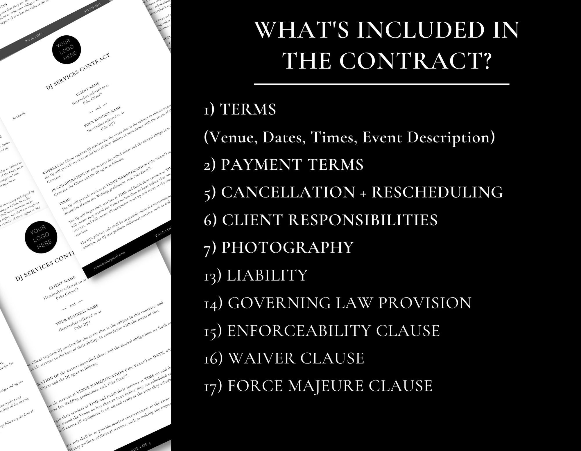 Editable DJ Contract DJ Client Contract Template DJ Services Template ...