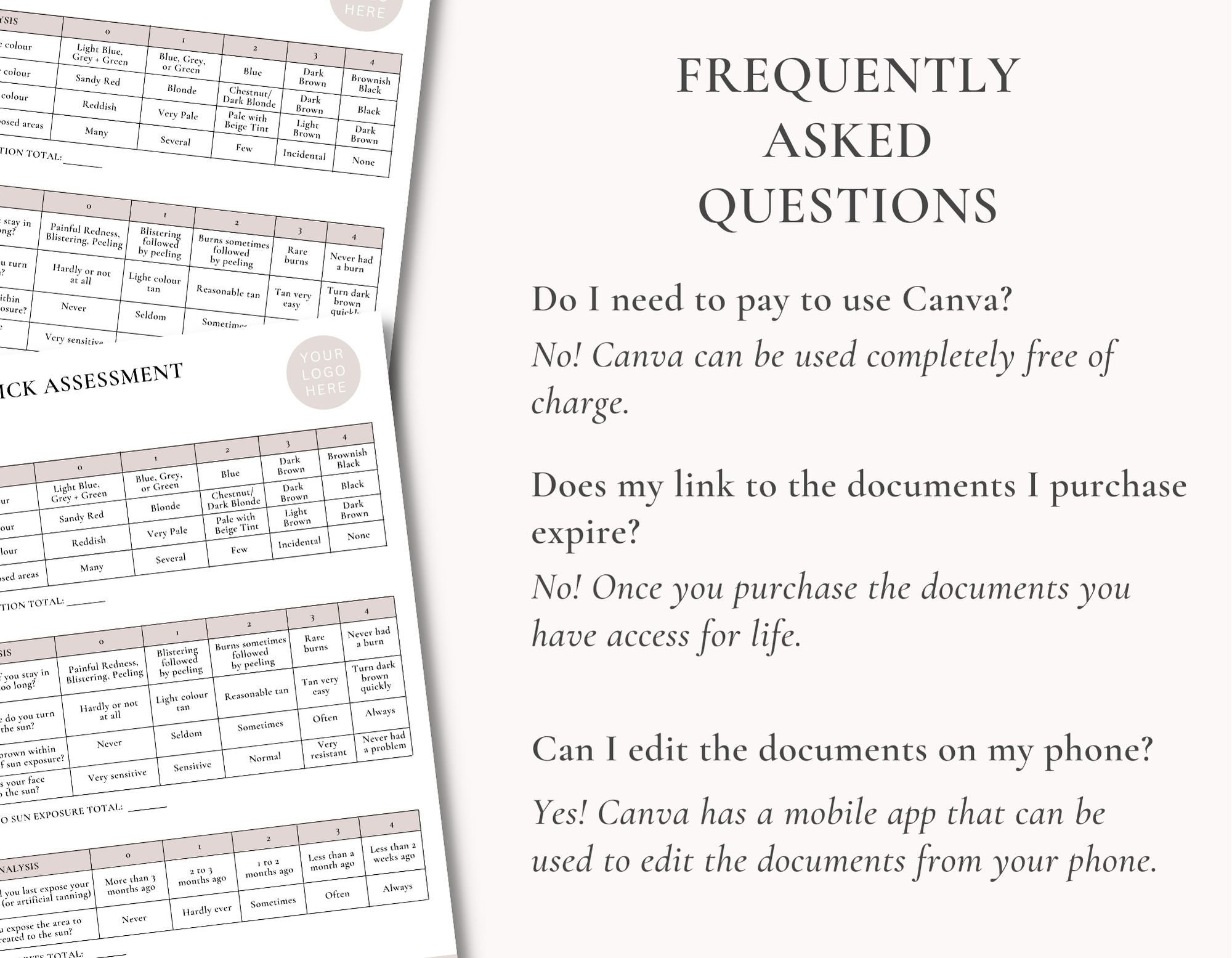Fitzpatrick Assessment Client Form | Laser Hair Removal Client Form ...