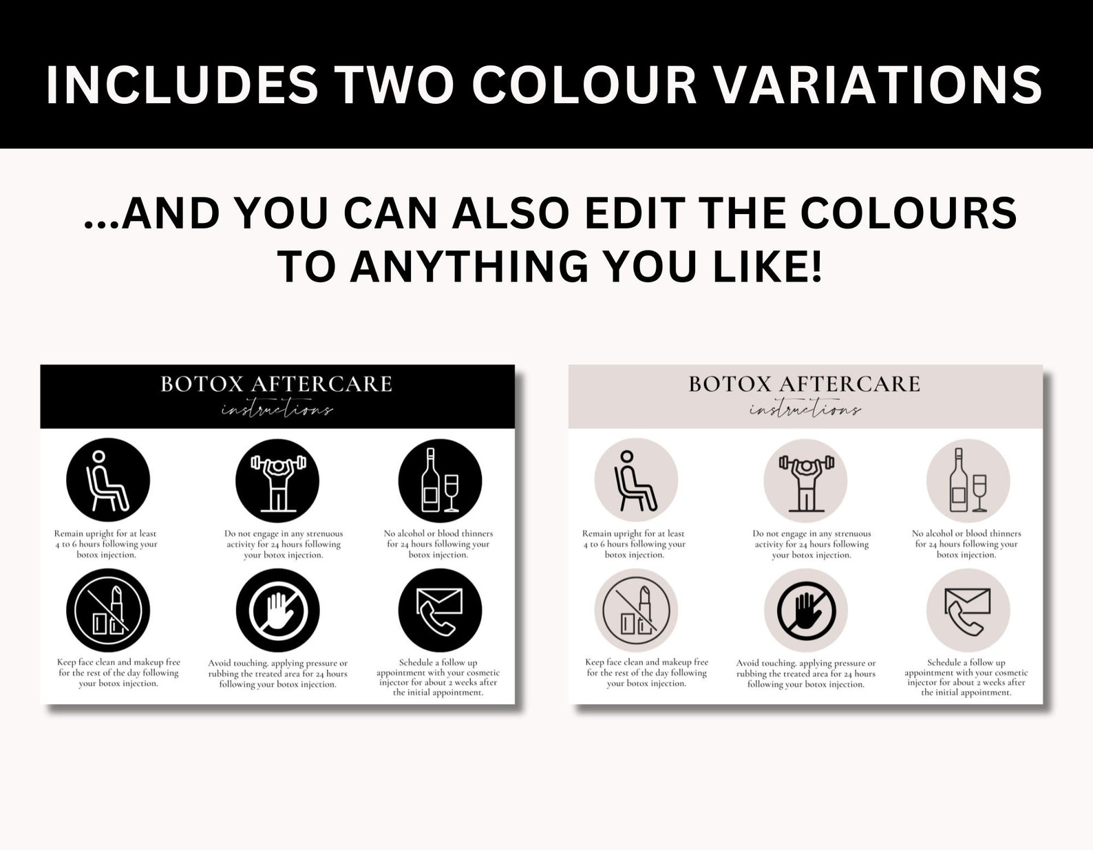 Illustrated Botox Aftercare Instructions Botox Client Form Botox ...