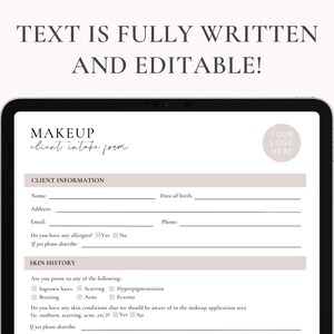 Makeup Artist Client Intake Form | Makeup Client Form | Makeup Artist ...