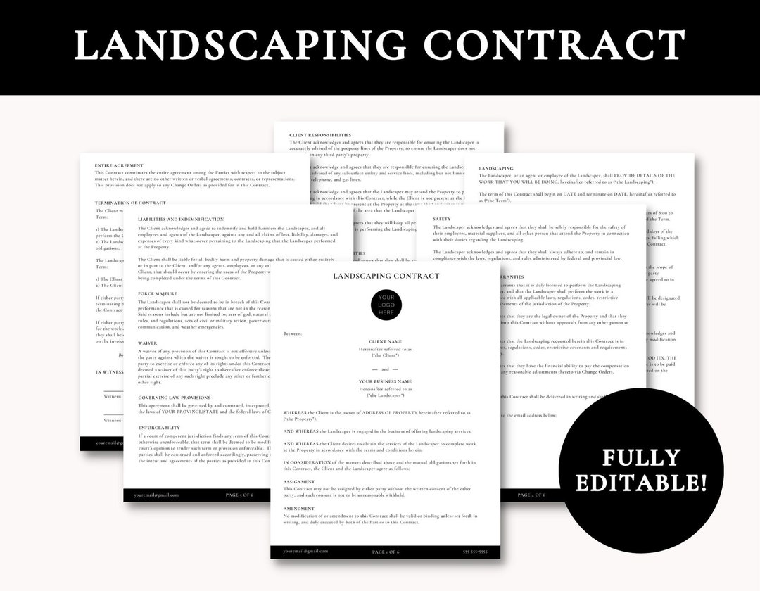 Landscaping Contract | Contract for Landscaper| Landscaping Business ...
