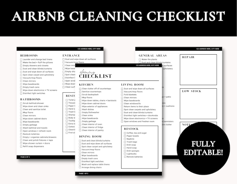 Airbnb Cleaning Checklist | Airbnb | Airbnb Template | Cleaning ...
