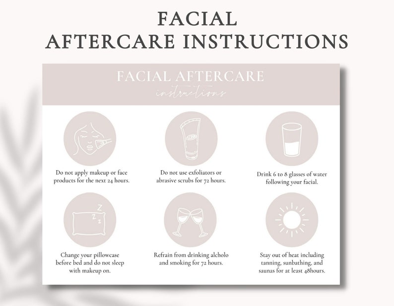 Facial Aftercare Instruction Card | Facial Client Form | Documents for ...