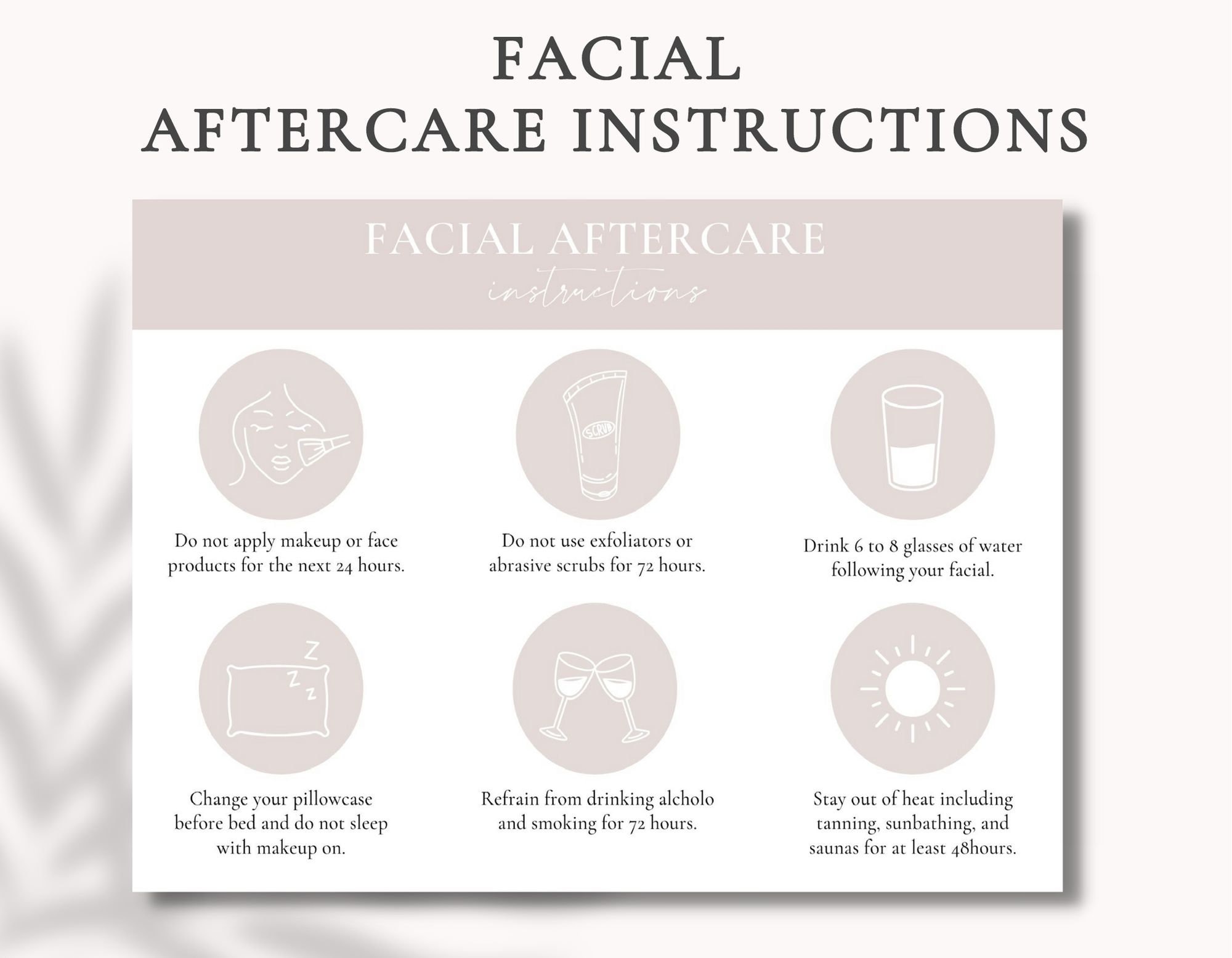 Facial Aftercare Instruction Card | Facial Client Form | Documents for ...