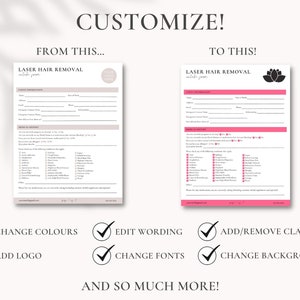 Laser Hair Removal Client Intake Form | Laser Hair Removal Consult Form ...