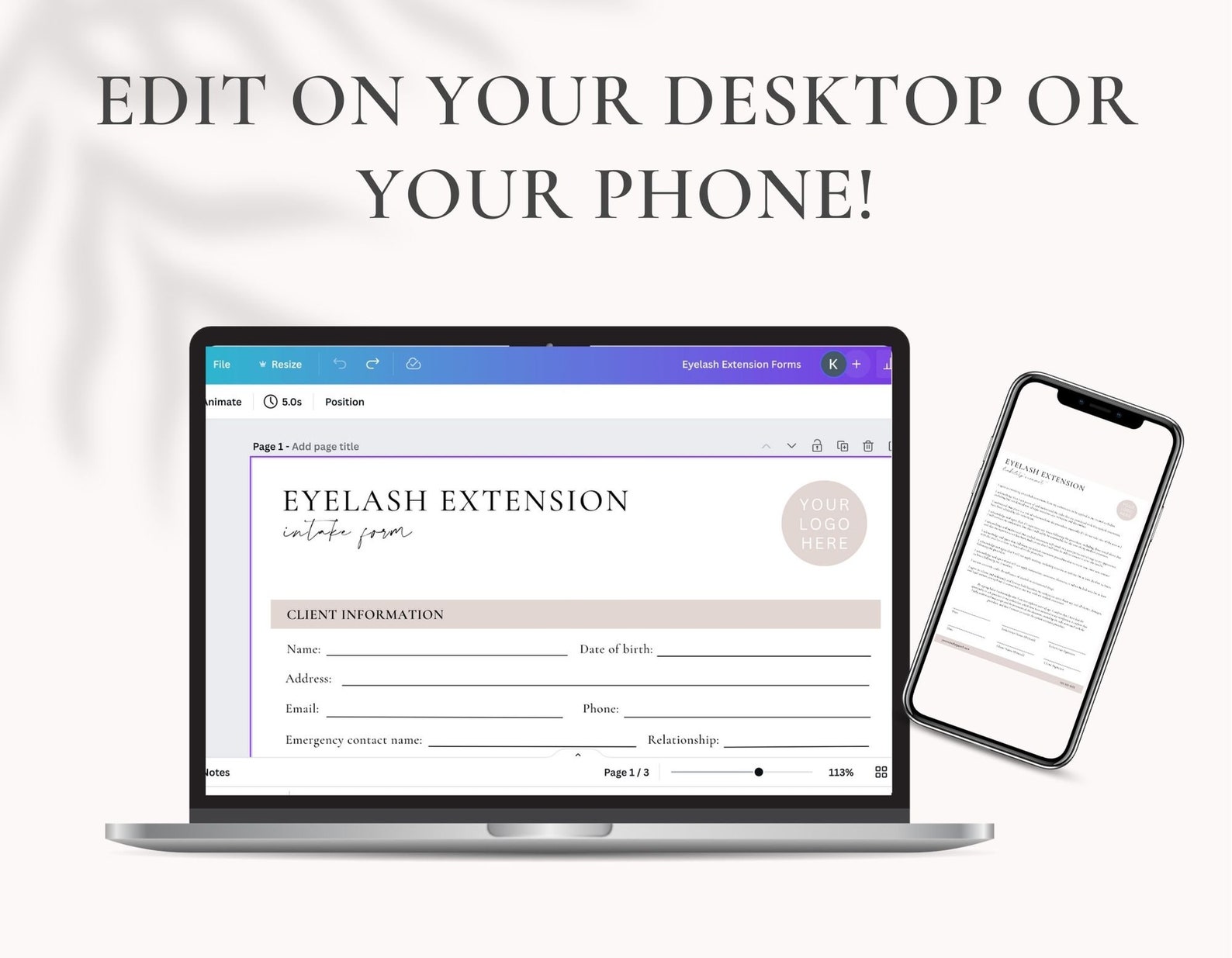 Eyelash Extension Intake Form Eyelash Extension Consent Form Eyelash ...