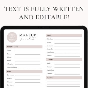 Editable Makeup Face Chart | Makeup Artist Template | Makeup Artist ...
