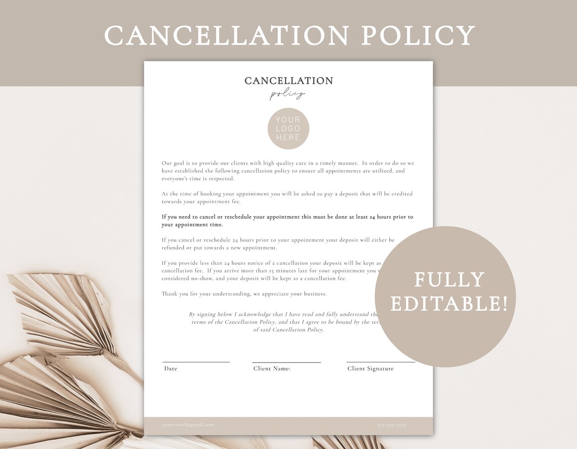 Editable Cancellation Policy Form Appointment Cancellation Etsy Canada Editable Cancellation Policy Form Appointment Cancellation Etsy Canada