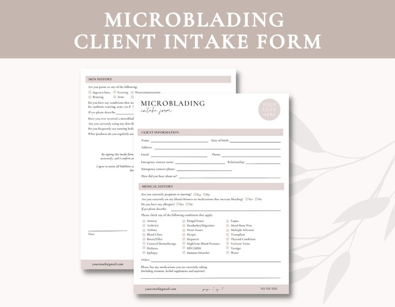 Microblading Client Intake and Consent Form | Microblading Consultation ...