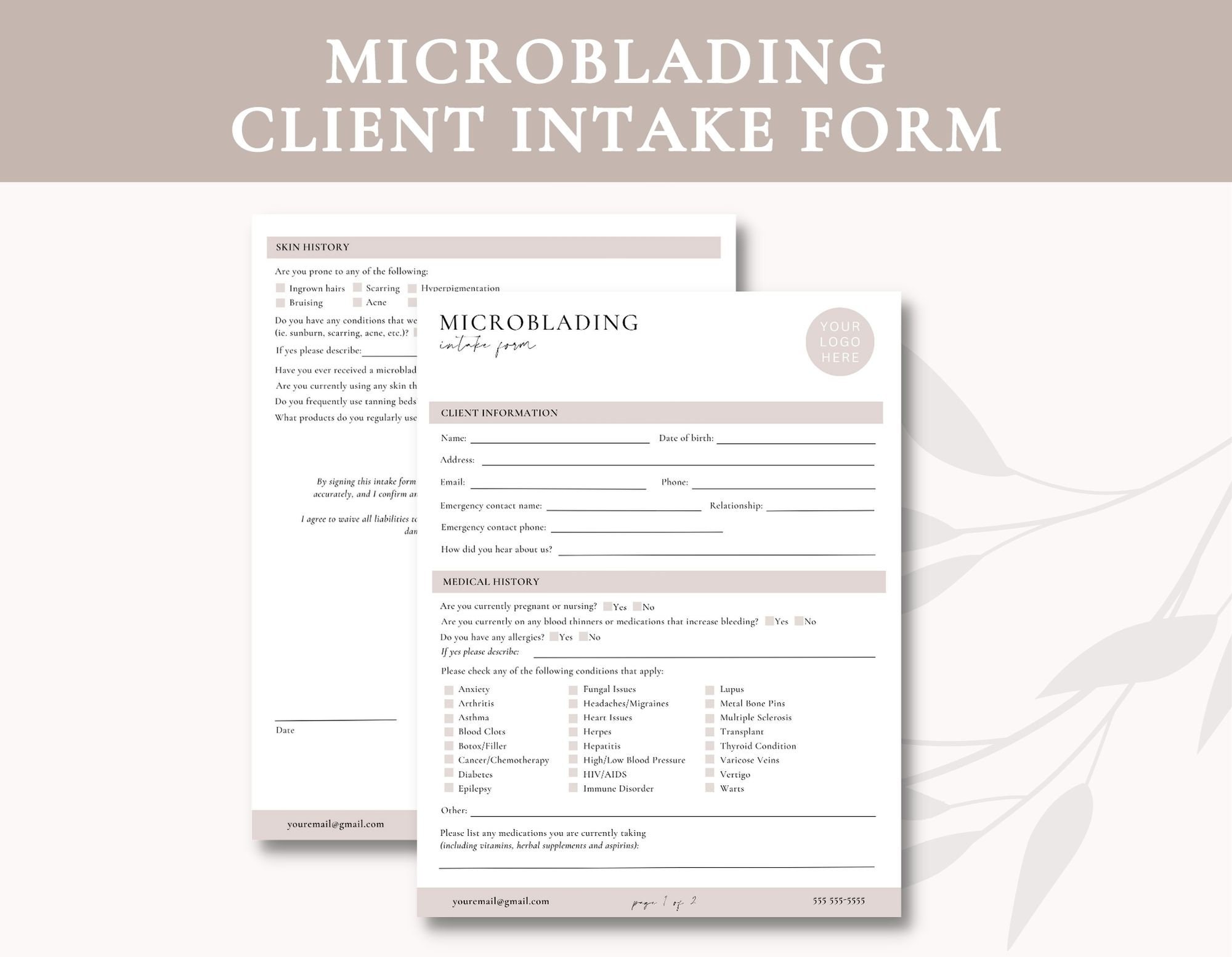 Microblading Client Intake and Consent Form | Microblading Consultation ...
