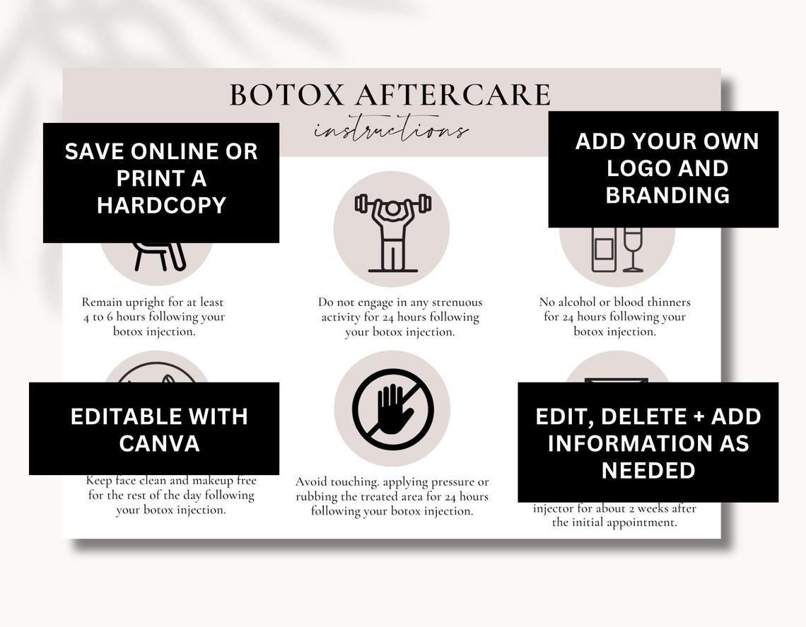 Illustrated Botox Aftercare Instructions Botox Client Form Botox ...