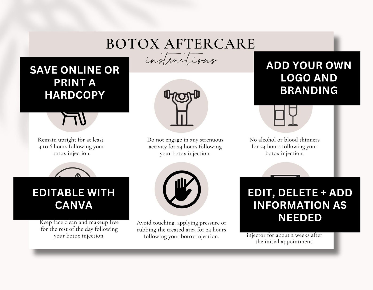 Illustrated Botox Aftercare Instructions | Botox Client Form | Botox ...