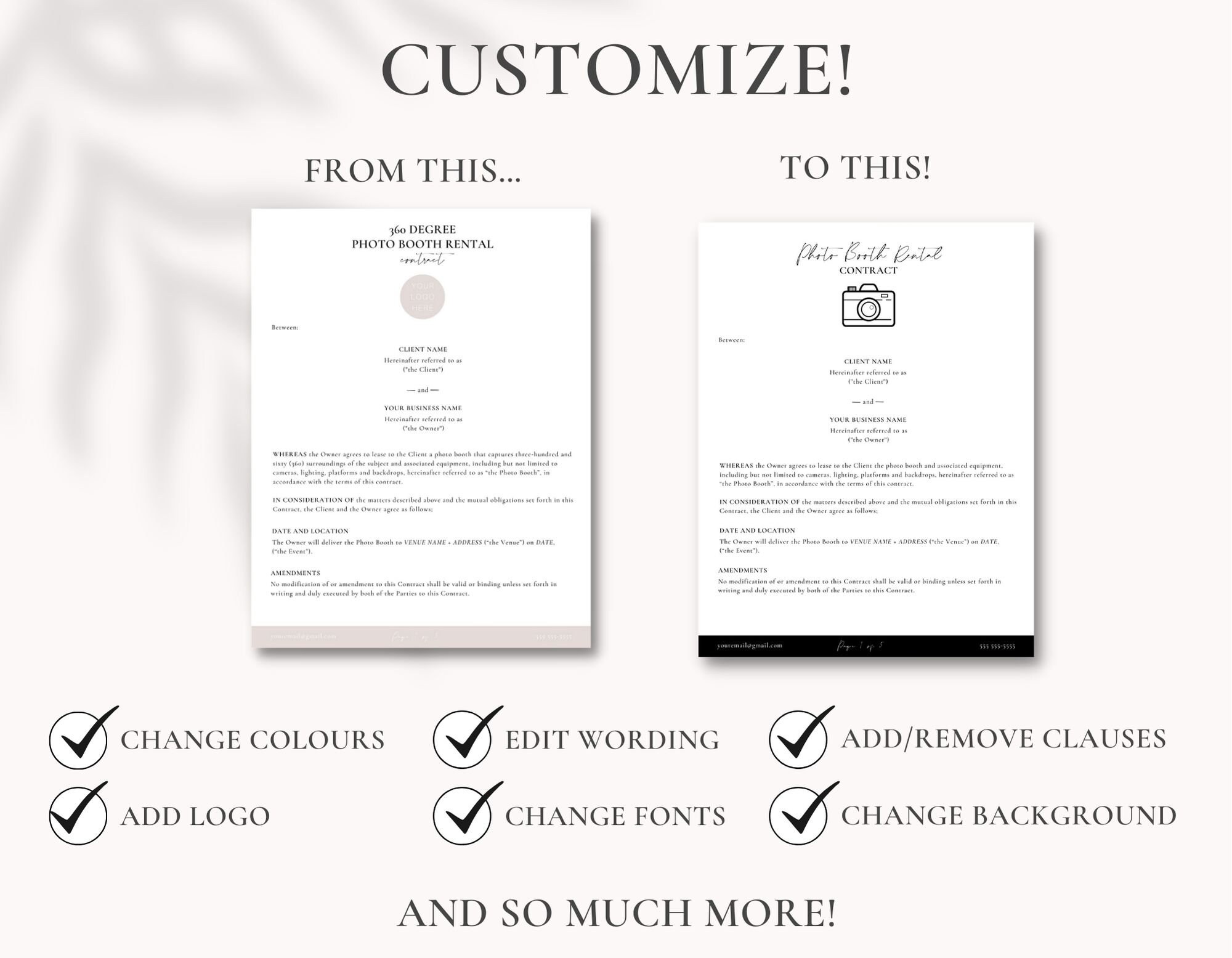 Photo Booth Rental Contract Template | Party Photo Booth Agreement ...