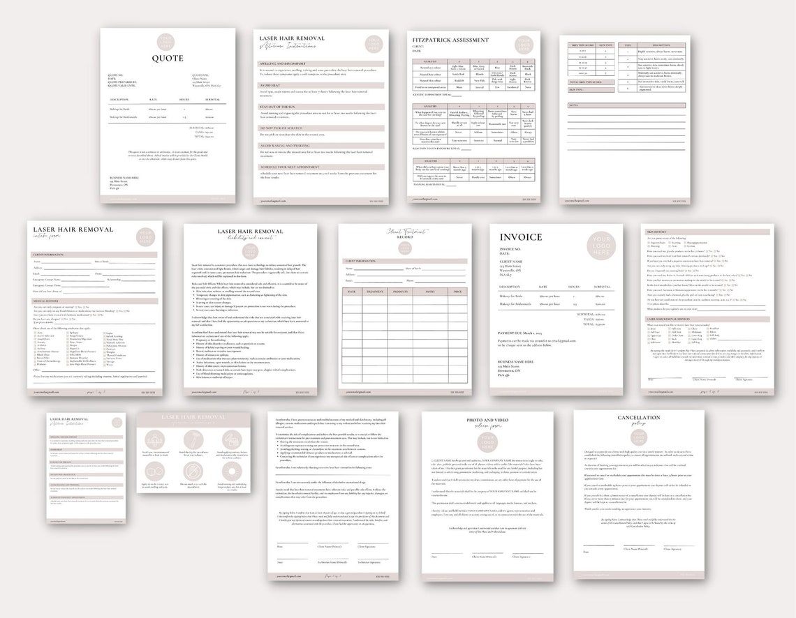 Laser Hair Removal Document Bundle | Laser Hair Removal Form Templates ...
