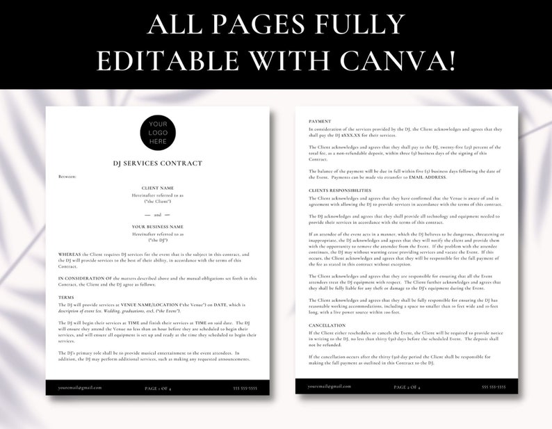 Editable DJ Contract | DJ Client Contract Template | DJ Services ... Editable DJ Contract | DJ Client Contract Template | DJ Services ...