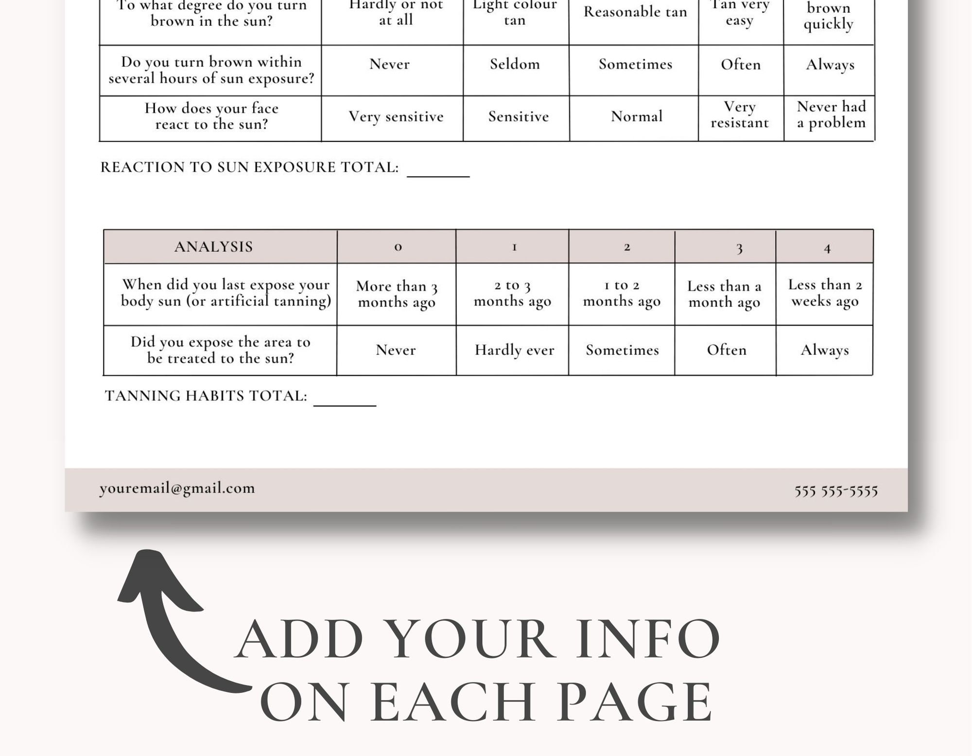 Fitzpatrick Assessment Client Form | Laser Hair Removal Client Form ...