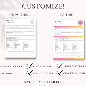 Massage Client Intake Form | Editable Client Intake Form | Massage ...