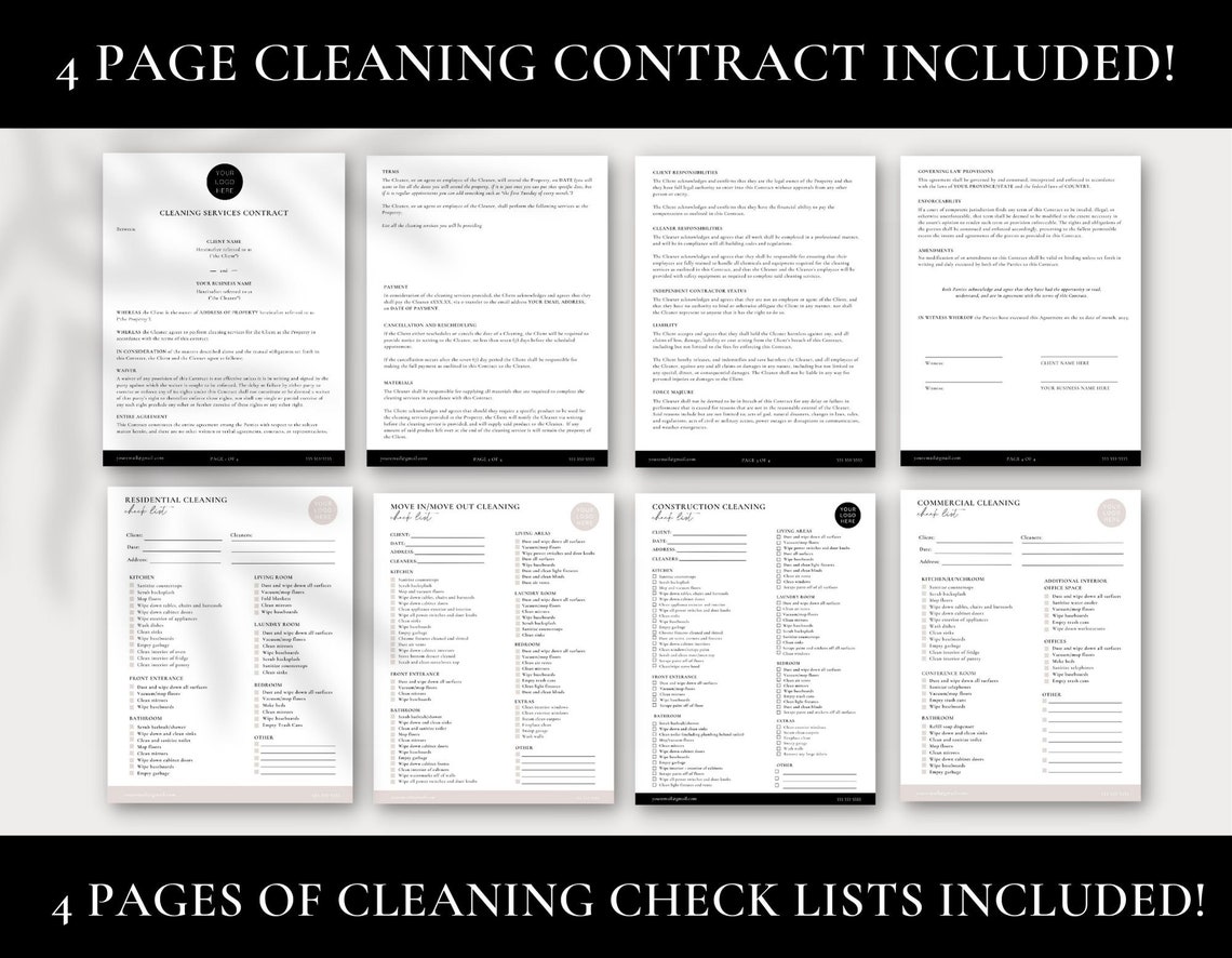 Cleaning Business Document Bundle Editable Cleaning Business - Etsy Canada