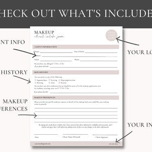 Makeup Artist Client Intake Form | Makeup Client Form | Makeup Artist ...