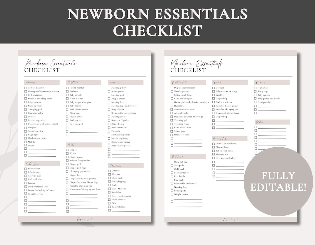 Newborn Essentials Checklist | Baby Essentials Checklist | Newborn Must ...