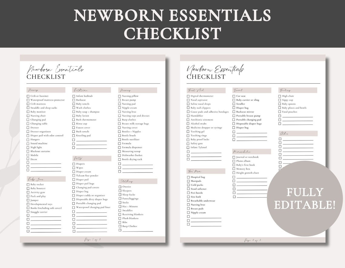 Newborn Essentials Checklist | Baby Essentials Checklist | Newborn Must ...