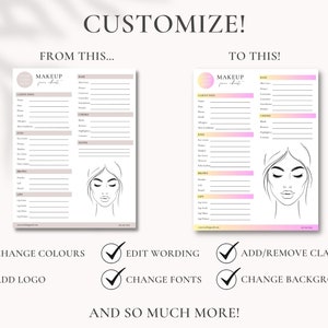 Editable Makeup Face Chart | Makeup Artist Template | Makeup Artist ...
