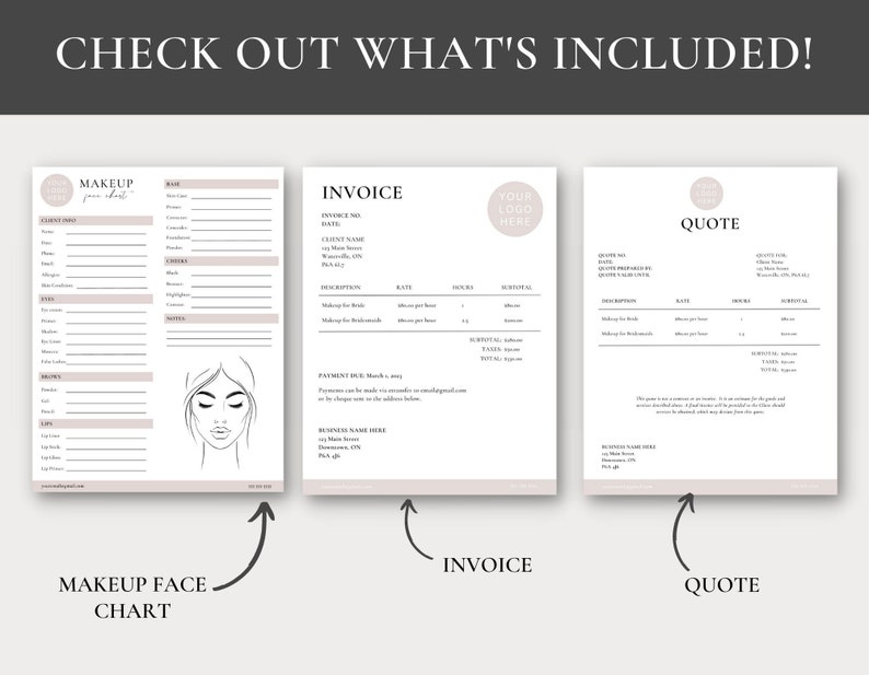 Makeup Artist Document Bundle Makeup Business Template Makeup Artist ...