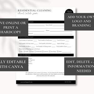 Residential Cleaning Service Client Intake Form | Cleaning Service ...