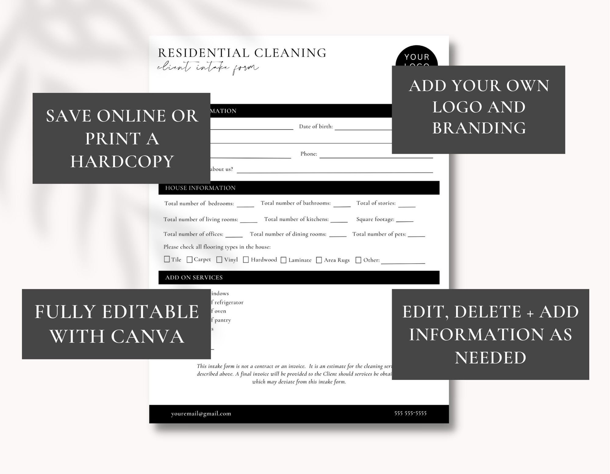 Residential Cleaning Service Client Intake Form | Cleaning Service ...