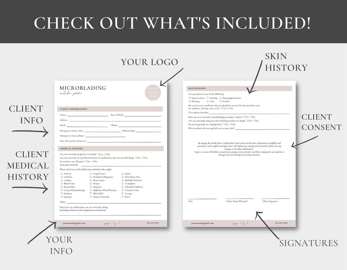 Microblading Client Intake and Consent Form Microblading Consultation ...