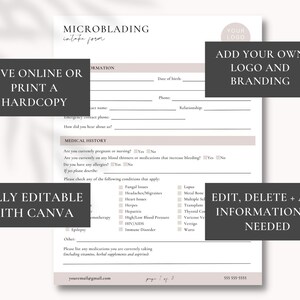 Microblading Client Intake and Consent Form | Microblading Consultation ...
