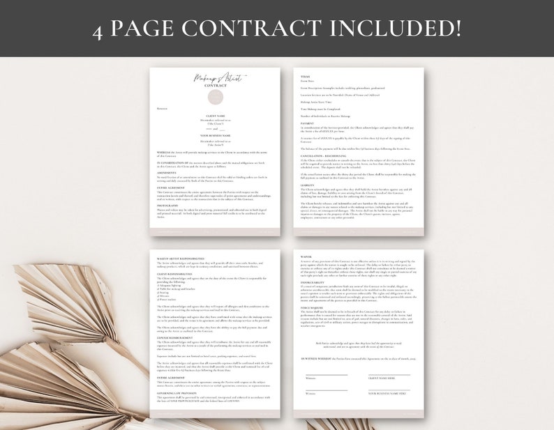 Makeup Artist Document Bundle Makeup Business Template Makeup Artist ...
