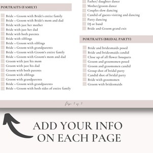 Wedding Photography Shot List | Wedding Photographer Shot List ...