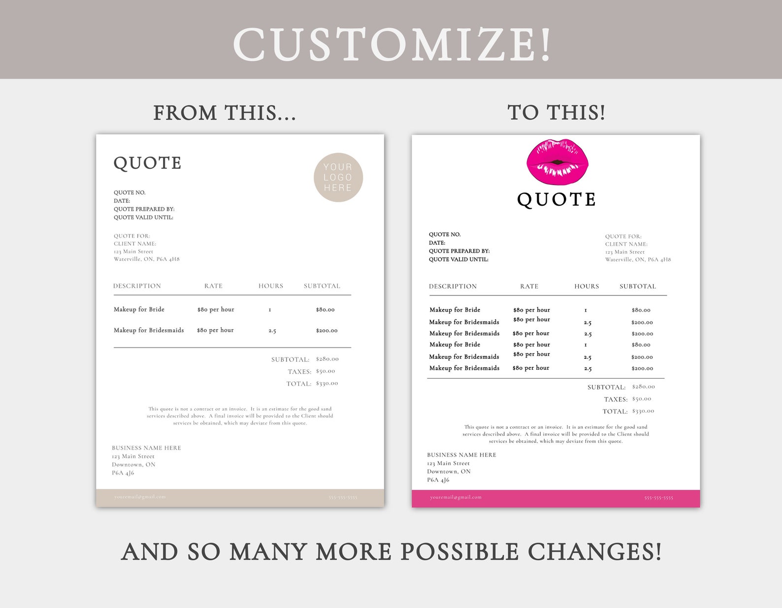 Editable Price Quotation Form | Small Business Price Quote | Modern ...