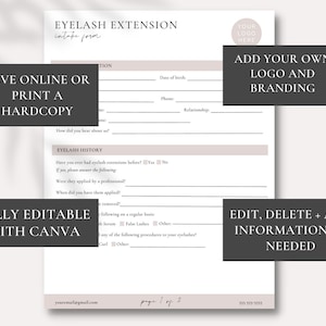 Eyelash Extension Intake Form | Eyelash Extension Consent Form ...