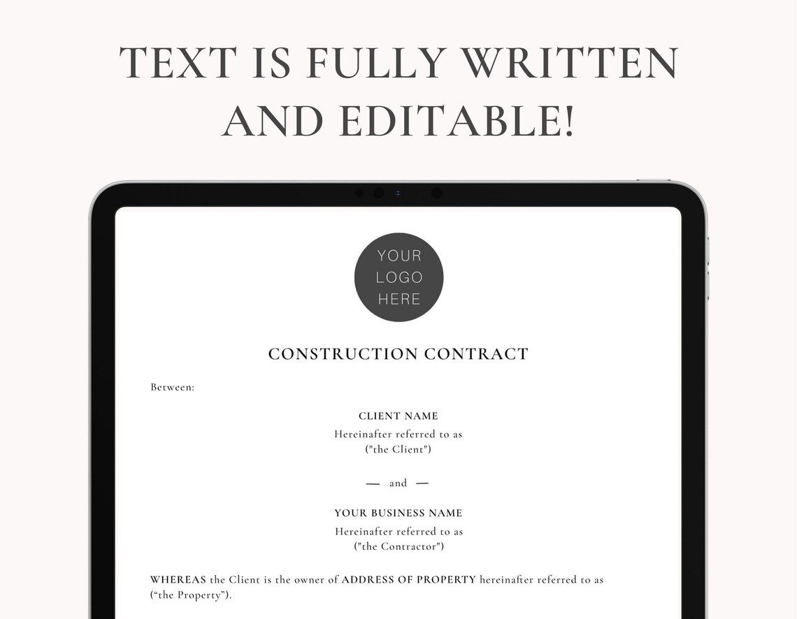 Professional Construction Contract Professional Contractor Contact ...
