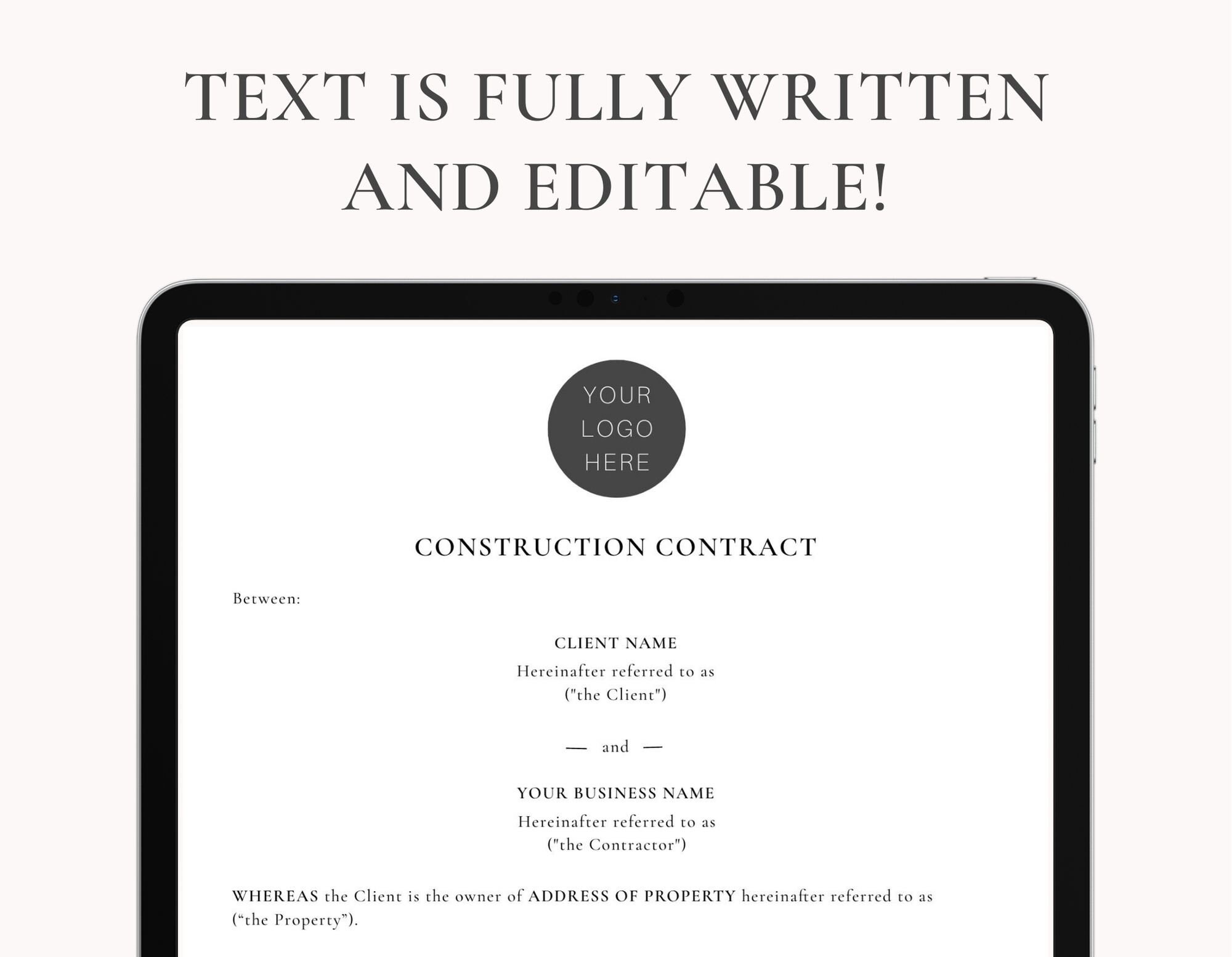 Professional Construction Contract | Professional Contractor Contact ...