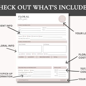Flower Order Form for Florist Document Template Editable Order Form ...
